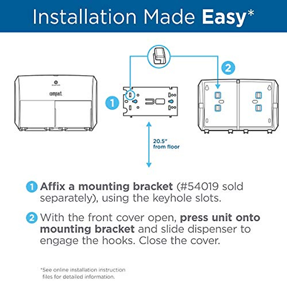 Compact 2-Roll Side-by-Side Dispenser and Coreless 2-Ply Recycled Toilet Paper Starter Kit by GP PRO (Georgia-Pacific), 1 Dispenser and 4 Rolls, 1 Kit per Case