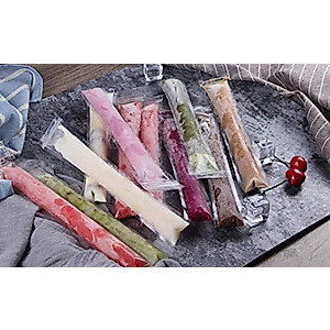 120pcs Ice Popsicle Molds Bags Pop Mold Pouch with Zip Seals get Funnel Free, 11"x2" DIY Zip-Top Ice pop Pouches for Gogurt Ice Candy or Freeze Pops Fruit Vegetable Freezer Tubes