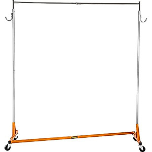VEVOR Z Rack, 300 lbs Industrial Grade Z Base Garment Rack, 24" x 63" x 71" Height Adjustable Clothes Rack, Sturdy Steel Heavy Duty Clothing Rack w/ Lockable Casters for Home Garment Store Orange