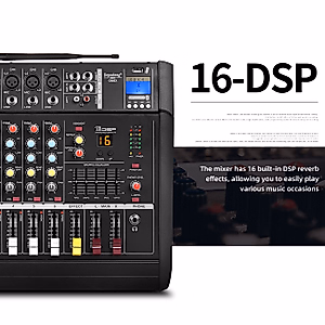 Professional 6 Channel Bluetooth USB Audio Mixer Mixing Console with 2 Handheld Wireless Microphone for Home Studio Recording DJ Network Live Karaoke - Depusheng GM6X