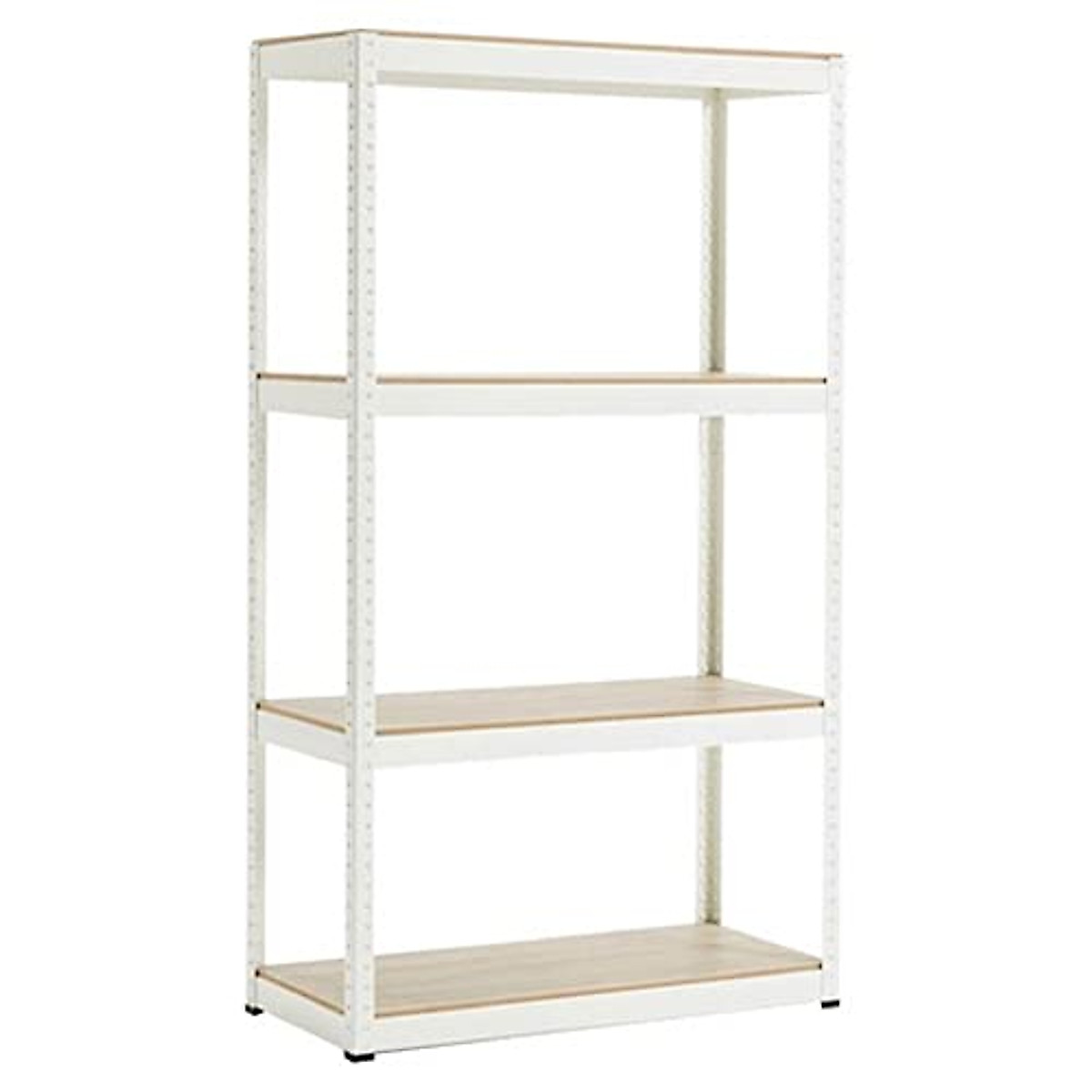 Storage Rack Shelving Unit Storage Shelf Steel Garage Utility Rack 4-Shelf Adjustable Shelves Heavy Duty Display Stand for Books, Kitchenware, Tools Bolt-Free Assembly 31.49"x 14.47"x 59" (White)