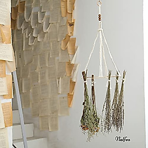 Herb Drying Rack Flower Drying - Boho Kitchen Decor Herb Dryer with Banana Hook - Handcrafted Macrame Mobile Hanging Drying Rack and Banana Hanger - Ready to Use with Ceiling Hook