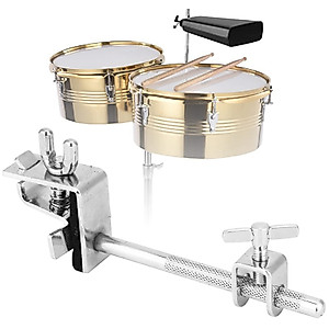 Cowbell Clamp, Drum Jazz Mounting Bracket Drummer Hoop Mounted Clamping Jaws Adjustable Height Angle Rod Arm Standard Holder Kit Tambourine Bass Set Percussion Musical Instrument Accessories Up Down