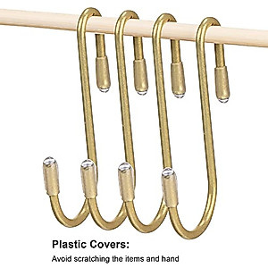 Hotop 36 Pieces S Shaped Hooks Hanging Heavy Duty S Hooks Hanger for Kitchen, Bathroom, Bedroom, Office, Pan, Coat, Bag, Plants (Champagne Gold,2.4 Inch)