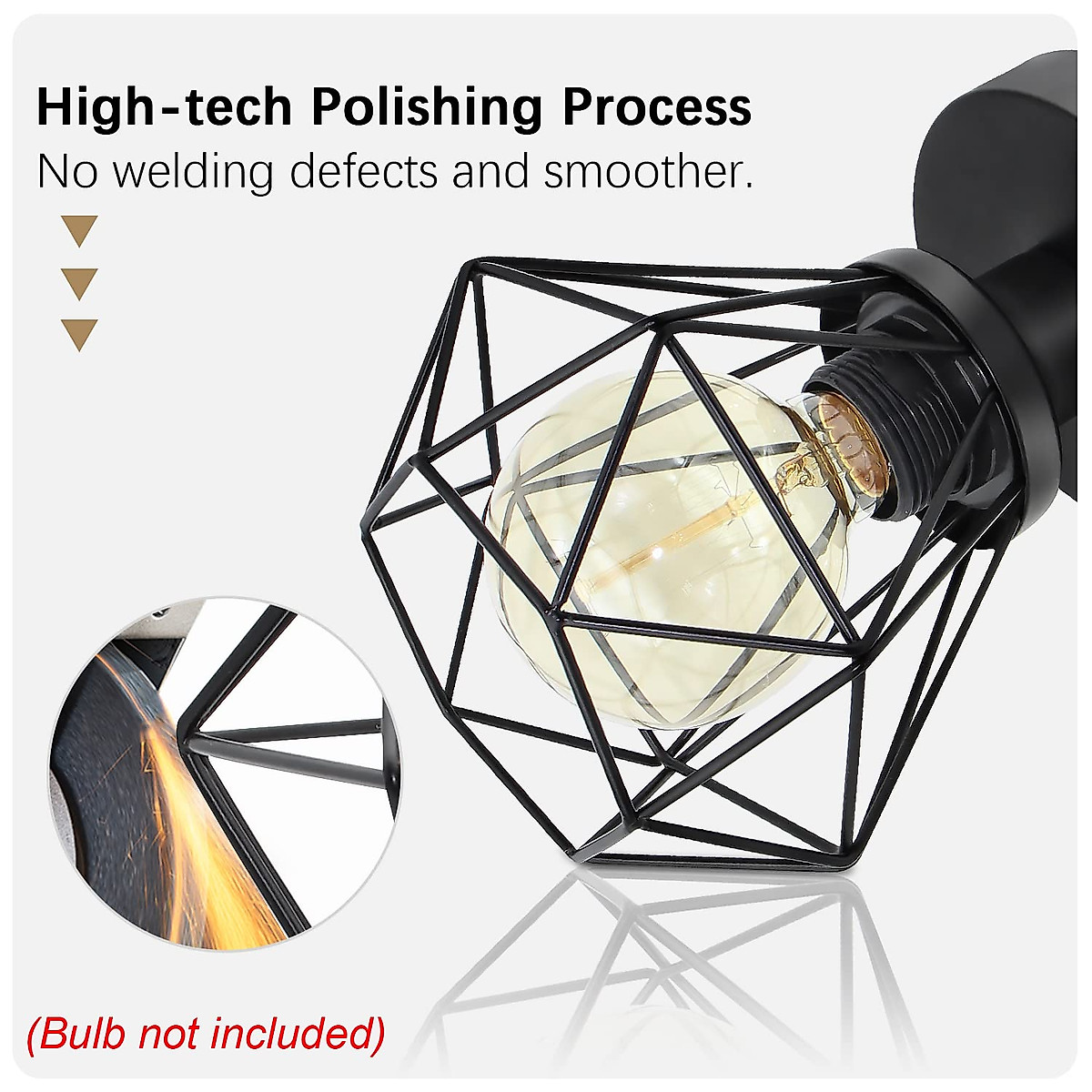 Industrial Mini Table Lamp, Dimmable Black Metal Cage Small Desk Lamp,Small Lamps for Small Spaces, 4.7 in E26 E27 Screw Light Bulb Holder Base,DIY Lampshade,Plug in &Hardwired Wall Light for Bedroom