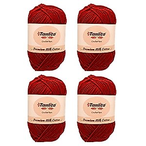 TANLITA 4-Skein Premium Milk Cotton Crochet Yarn 200g (440 Yards), 4-ply Soft Premium Milk Cotton Yarn, 72 Colors Available, Knitting Crochet Milk Cotton Yarn (31-Rusty Red)