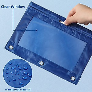 Marspark 48 Pieces 3 Ring Pencil Pouch Bag Bulk Zipper Pouches for 3 Ring Binder with Clear Window for Pencil Cases Office Supplies(Multicolor)