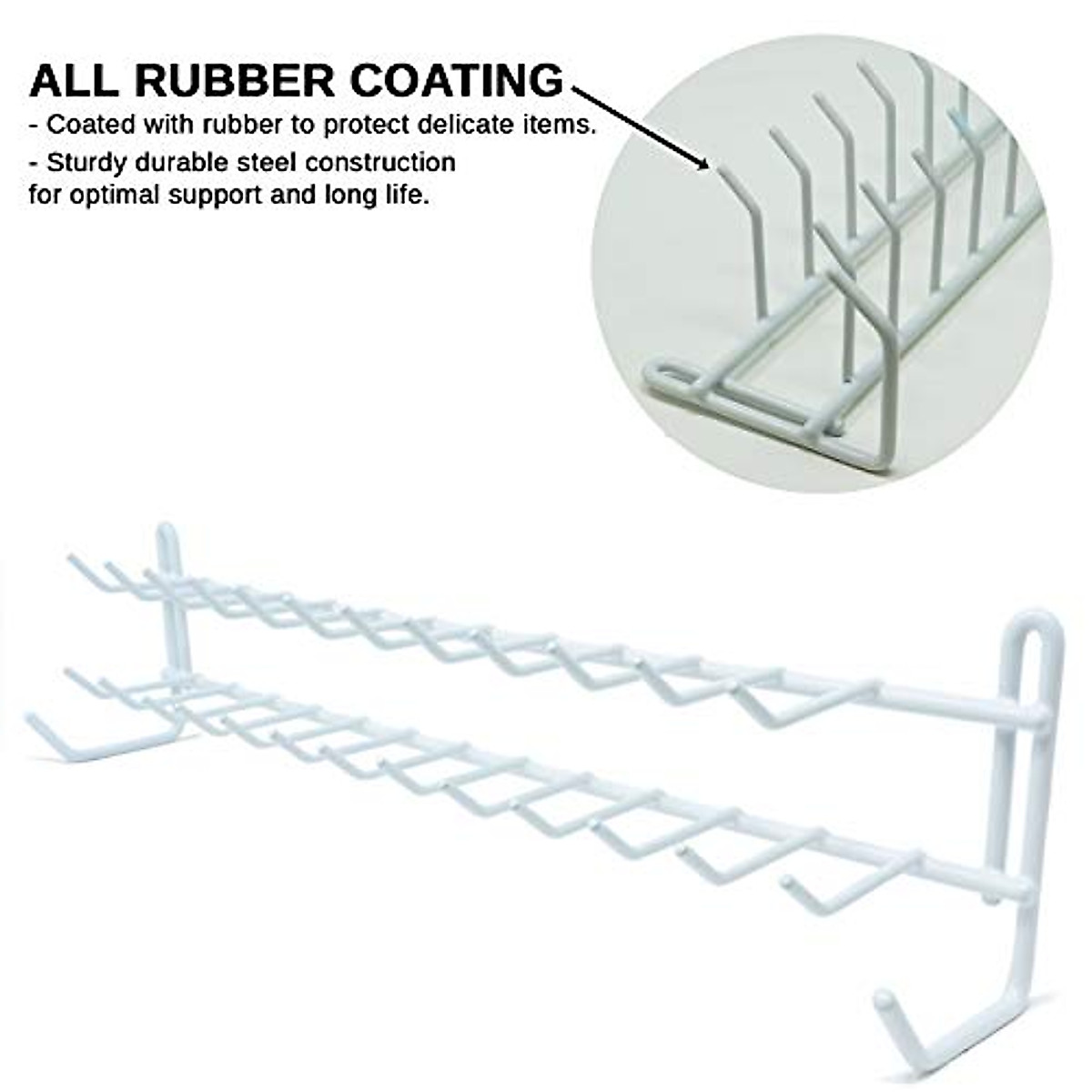 Huji Wall Mount Tie and Belt Rack Organizer, White (2 Pack)