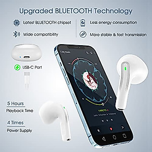 Ayaeri Wireless Earbuds in-Ear Bluetooth Headphones with HD Mic Crystal-Clear Sound 25H Playtime Auto-Pairing Comfortable Ergonomic Design for Working Out & Small Ears for iPhone & Android
