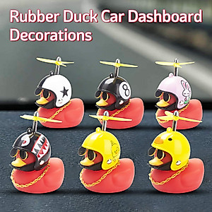 wonuu Rubber Duck Car Decoration Ornaments Duck Car Dashboard Decorations Cool Glasses Duck with Propeller Helmet (R-Beatle-Red)
