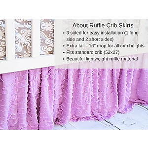 Lilac Purple Ruffle Crib Bed Skirt, Boho Baby Girl Ruffled Bedding Dust Ruffle Skirts, Extra Long 16 inch Gathered Standard Bedskirt Nursery Decor, AVTRBoutique