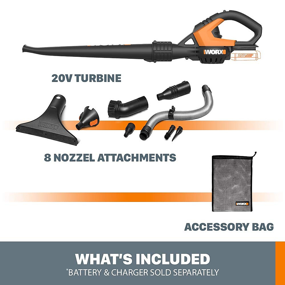 WORX WG545.9 20V Work Air Lithium Multi-Purpose Blower/Sweeper/Cleaner Tool ONLY