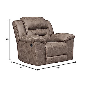Signature Design by Ashley Stoneland Faux Leather Manual Pull Tab Rocker Recliner, Light Brown
