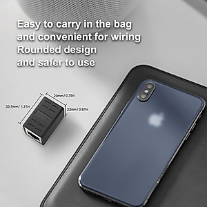 VCELINK RJ45 Inline Coupler, Ethernet Cable Extender for Cat7/Cat6A/Cat6/Cat5 Cable 10Gbps, Shielded Network Coupler Female to Female 2-Pack, Black