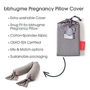 bbhugme Pregnancy Pillow Cover - Cotton Jersey Fabric - Fits Pregnancy Pillow for Side Sleeping - Cover Only, Pregnancy Pillow Sold Separately, Stone