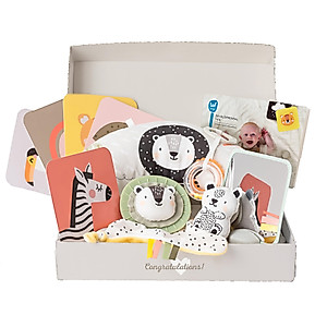 Taf Toys Newborn Developmental Toy Kit, Perfect for Boys and Girls, Includes 12 Essential Baby Boy and Girl Toys for Learning and Stimulation, Ideal New Baby Gift Basket