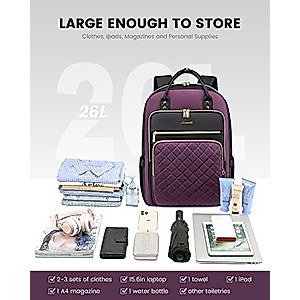 LOVEVOOK Laptop Backpack for Women, Water Resistant Travel Work Backpacks Purse Stylish College Business Teacher Nurse Computer Bag with USB Charging Port, Fits 15.6" Laptop