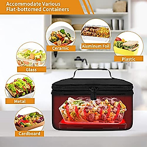 Portable Oven, 12V 24V 2-in-1 Car Food Warmer Mini Portable Microwave, Aotto Personal Heated Lunch Box Warmer for Work Reheating and Cooking Meals in Truck, Vehicle, Travel, Camping, Picnic (Black)