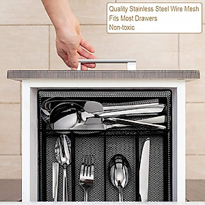 HaWare Silverware Drawer Organizer (12.5 x 9.2Inch), Stainless Steel Sturdy 5 Compartment Flatware Tray Holder Storage Small Utensils Items for Kitchen Office School(Black)