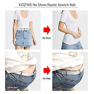 XZQTIVE 4 Pieces 6 Pieces Invisible No Show women Belt Stretch Elastic Adjustable with Flat Buckle for Jeans Pants Dresses