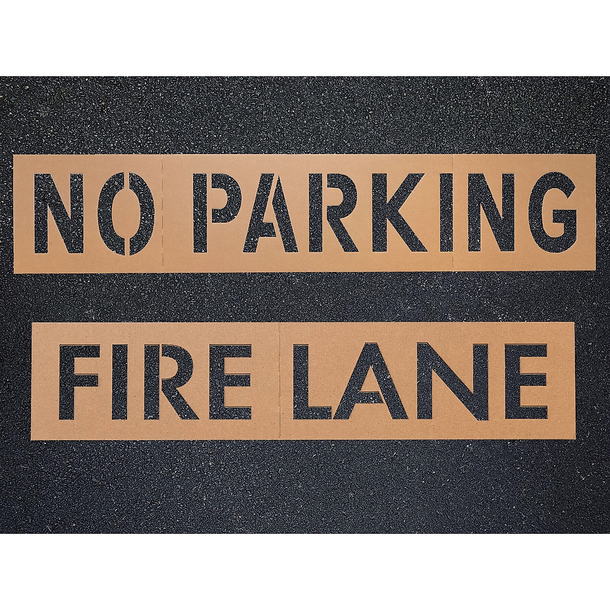 APS 4" FIRE LANE NO PARKING Stencil for Parking Lot | Parking Lot Stencils for Painting | Reusable No Parking Fire Lane Pavement Stencils for Parking Lot Markings | Made in USA w/Recycled Cardboard