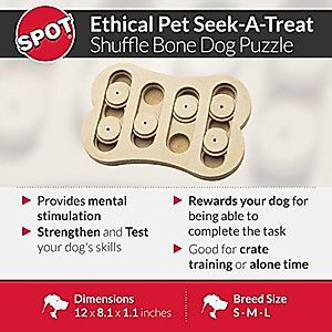 SPOT Ethical Pet Interactive Seek-A-Treat Shuffle Bone Toy Puzzle That Will Improve Your Dog's IQ, Specially Designed for Training Treats