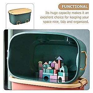 LIFKOME Stackable Toy Storage Box with Wheels Rolling Storage Box with Snap Lid Handle& Latches Wheeled Storage Durable and Reusable Storage Bins with Latching Lids