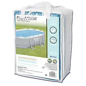 Bestway Flowclear 14 Foot x 8 Foot 2 Inch Solar Heat Oval Pool Cover for Above and In-Ground Swimming Pools, Blue (Cover Only)