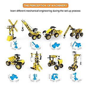 STEM Building Toys for 6+ Years Old Boys and Girls - 8in1 Construction Engineering Building Toy Erector Set for Kids 6 7 8 9 10 Years Old - Educational STEM Toy for Boys Age 8-12 - Fun Birthday Gift