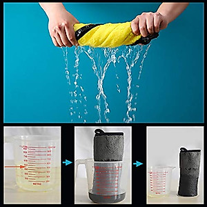 VIVOTE Microfiber Car Cleaning Towels Ultra Thick Plush car Drying Towel Buffing Cloths Super Absorbent Drying Auto Detailing Towel 15'' x 18'' 2pack Yellow+Gray