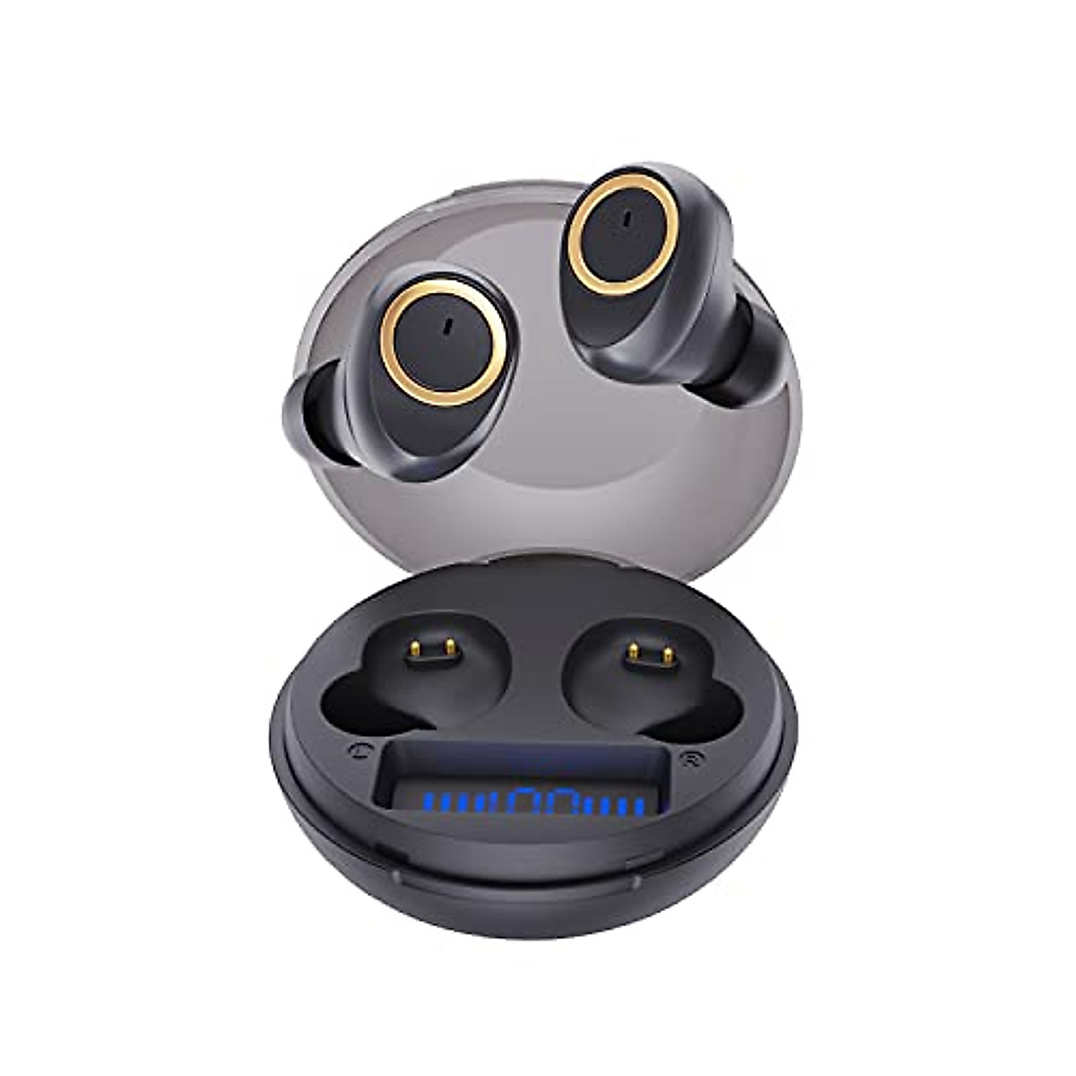 Bluedio D3 Wireless Earbuds, in-Ear Earphones with Charging Case, Car Headset Built-in Mic Support Wireless Charging for Cell Phone, Sport, Black