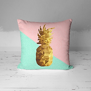 iiRov Summer Design Ink-Fuzed Decorative Throw Pillow - Geometric Summer Pineapple v1