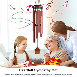 Bursvik Large Aluminium Wind Chimes Outdoor, 37'' Inches Deep Tone Wind Chimes for Outside, Windchimes Housewarming Retirement Gifts for Mom Grandma Women, Garden Patio Decoration for Zen Yoga, Red