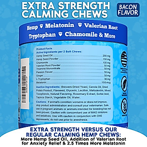 Well Loved Calming Chews for Dogs - Dog Anxiety Relief, Made in USA, Vet Recommended, Dog Calming Chews - Anxiety Relief Treats, Melatonin for Dogs, Hemp Dog Treats for Calming, Extra Strength