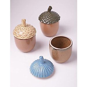 NENBOLEC 3pcs Cookie Jar Candy Dish Snack Tray Pinecone Gifts Sculpture Modern Decor Statue Table Centerpiece Crafts Ceramic Figurine Arts 4.7 inch