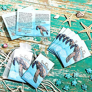 122 Pcs Sea Turtle Gifts Sets Including 36 Pcs Appreciation Cards Mini Sea Turtle Greeting Notecard, 36 Pcs Organza Bags, 50 Pcs Mini Sea Turtle for Employees Nurses Teachers Students Volunteers