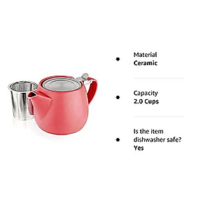 Tealyra - Pluto Porcelain Small Teapot Red - 18.2-ounce (1-2 cups) - Matte Finish - Stainless Steel Lid and Extra-Fine Infuser To Brew Loose Leaf Tea - 540ml
