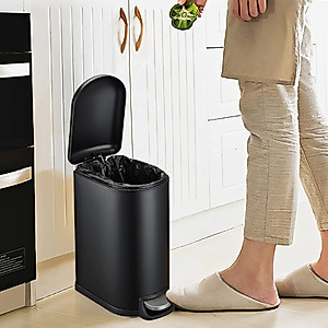 Fashionwu 10.6 Gal Stainless Steel Trash Can Combo Set, Black, 10.6L & 2.6L, Hands-Free Pedal Operation