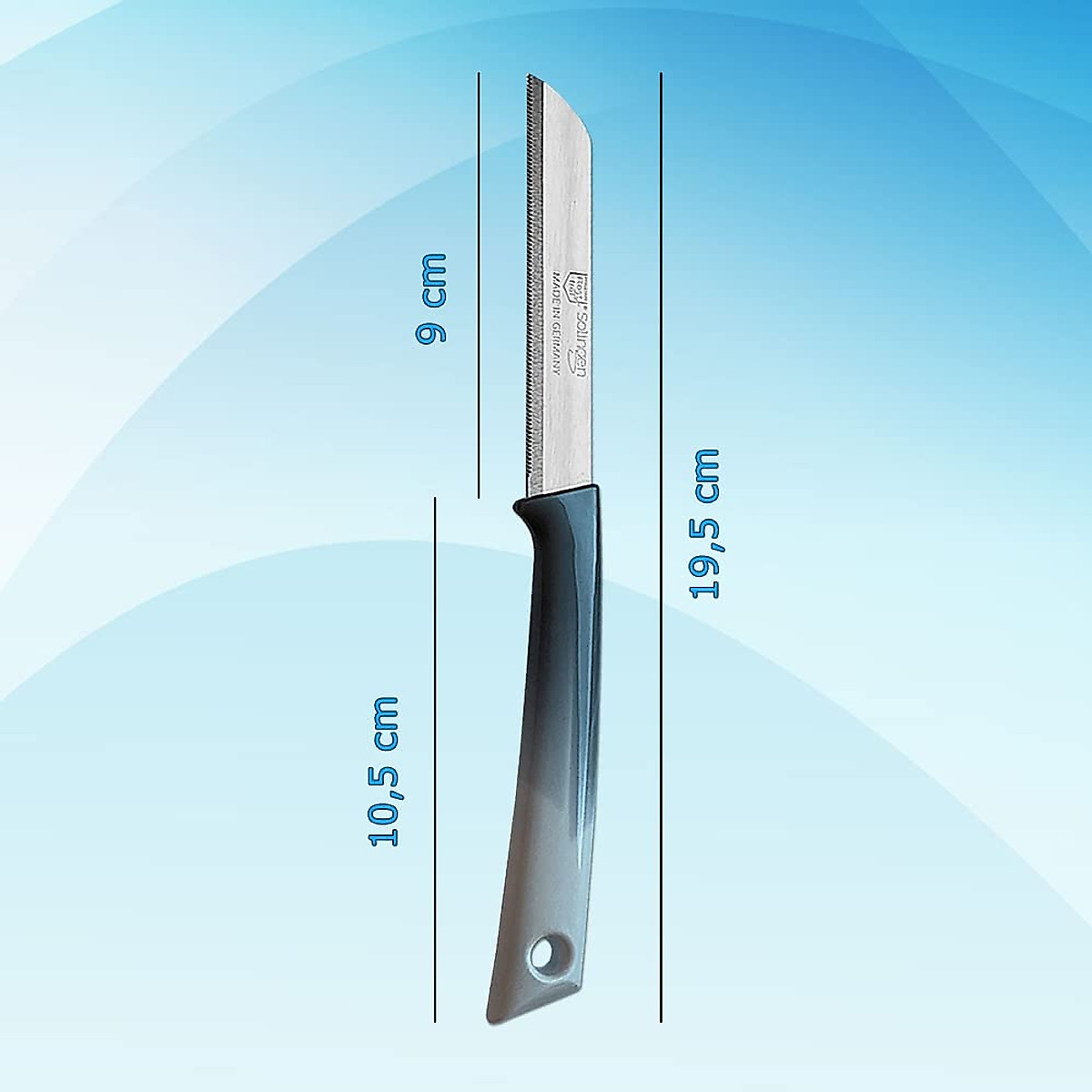 SMI - 6 Pcs Paring Knife Set Serrated Edge, Vegetable Knife, Fruit Knife, Kitchen Knife Made in Solingen Germany (Grey White)