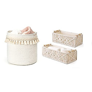 Mkono Macrame Storage Baskets Boho Decor Box Nursery Baby Basket, Set of 3