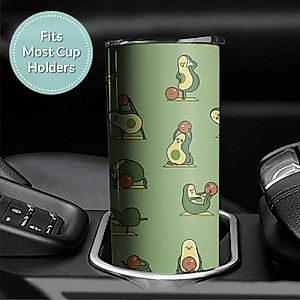 20 oz Avocado Skinny Tumblers with Lid and Straw, Avocado Stainless Steel Vacuum Insulated Travel Coffee Mug Cup Water Bottle, Avocado Decor Stuff Accessories, Gifts for Women Girls Avocado Lover