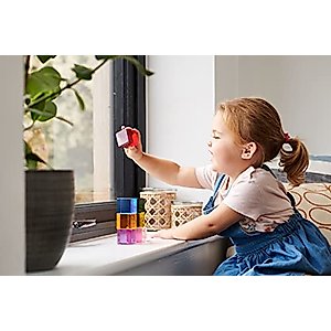 TickiT Perception Cubes - Set of 8 - Assorted Colors - Transparent Manipulatives for Visual Sensory Play - Observe Light and Color-Mixing - Light Panel Accessory