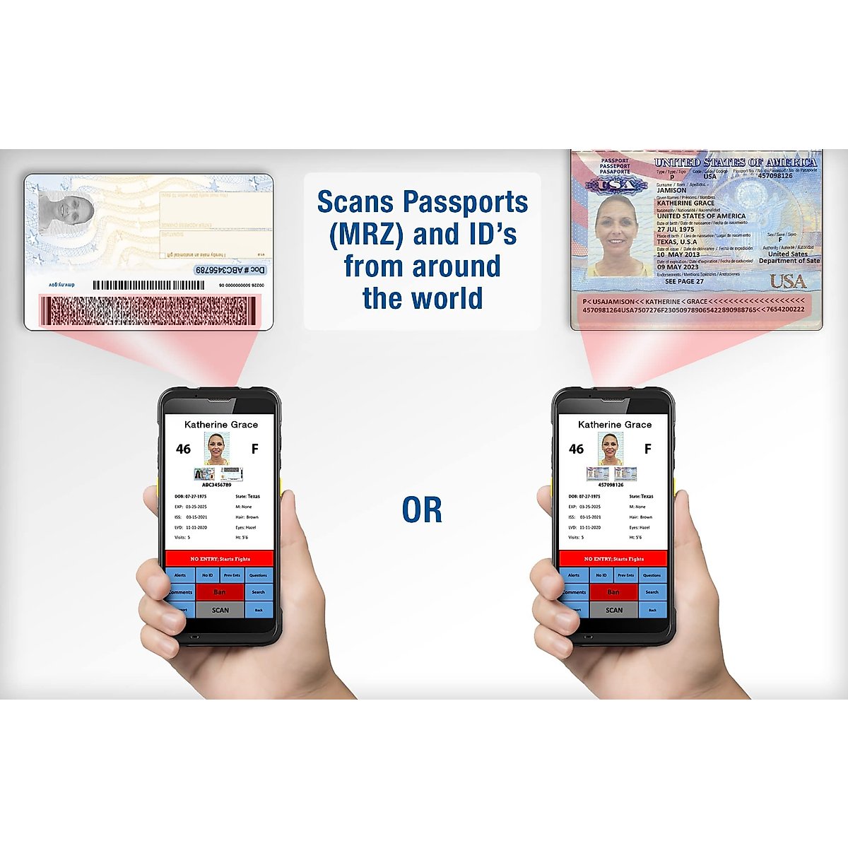 ID Scanner - Drivers License and Passport Scanner and Reader - Age Verification and Customer Management - Quantum Edge V3 Includes Handheld Scanner, Outer Carry Case, & Accessories