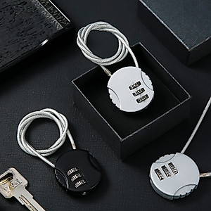 4 Pieces 3 Digit Combination Lock Wire Stroller Waterproof Padlock Cable Locks Lightweight Locker Lock Flexible Gate Lock for School Luggage Helmet Gym Fence Door Sports Bike (Black, Silver)