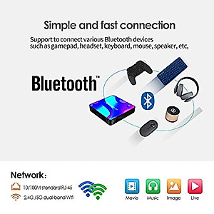 Android TV Box 11.0,4GB RAM 32GB ROM RK3318 Quad-Core 3D 4K Smart Box,Support 2.4G/5.8G Dual WiFi,BT 4.1,100M Ethernet LAN X10 Streaming Video Box