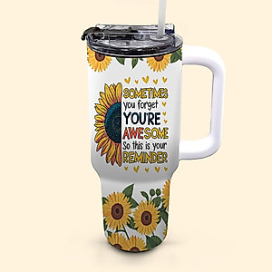 Personalized Gifts For sunflowers Lover Tumbler 40oz with Handle and Straw - Stainless Steel Travel Coffee Cup With Lid - Gifts For Women, Her, Wife, Mom, Girl On Birthday, Christmas, Mother's day