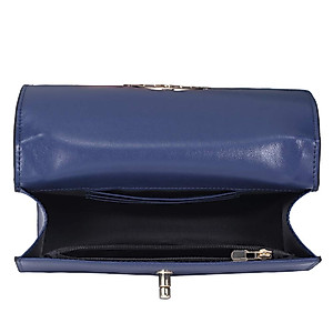 FT FUNTOR Leather Crossbody Bag for Women Shoulder Handbag Knob Lock with Chain (navy blue-A)