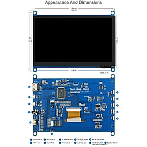 [Latest Version] Waveshare 7inch Capacitive Touch Screen LCD Monitor for RPi 400 4 3 Model B Compatible with All Versions of Raspberry Pi Windows with HDMI/VGA Port