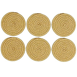 Casaphoria Cotton Woven Coasters for Drinks Absorbent,Round Heat-Resistant Cotton Coasters for Coffee Table,Handmade Braided Fabric Insulated Coasters,Home Decor Gifts(Brown,6Pcs,4.3inch)