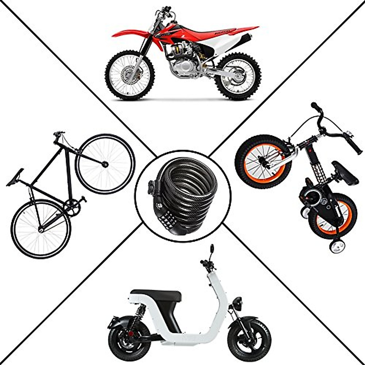 ETRONIC M6 Resettable Combination Lock Bike Cable, 6-Feet x 3/8-Inch, Black